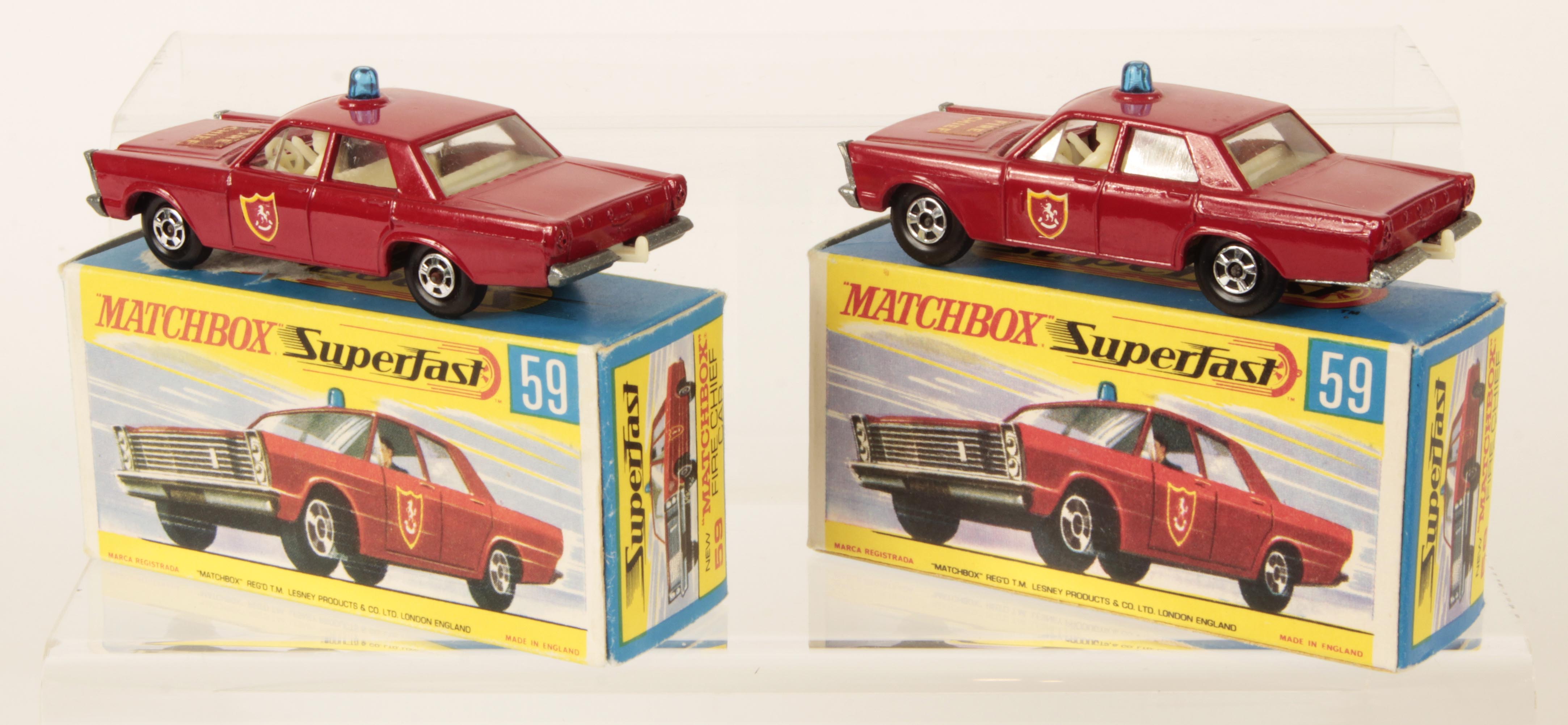 Lot 593 - Matchbox Superfast 2 x 59a Ford Galaxie Fire