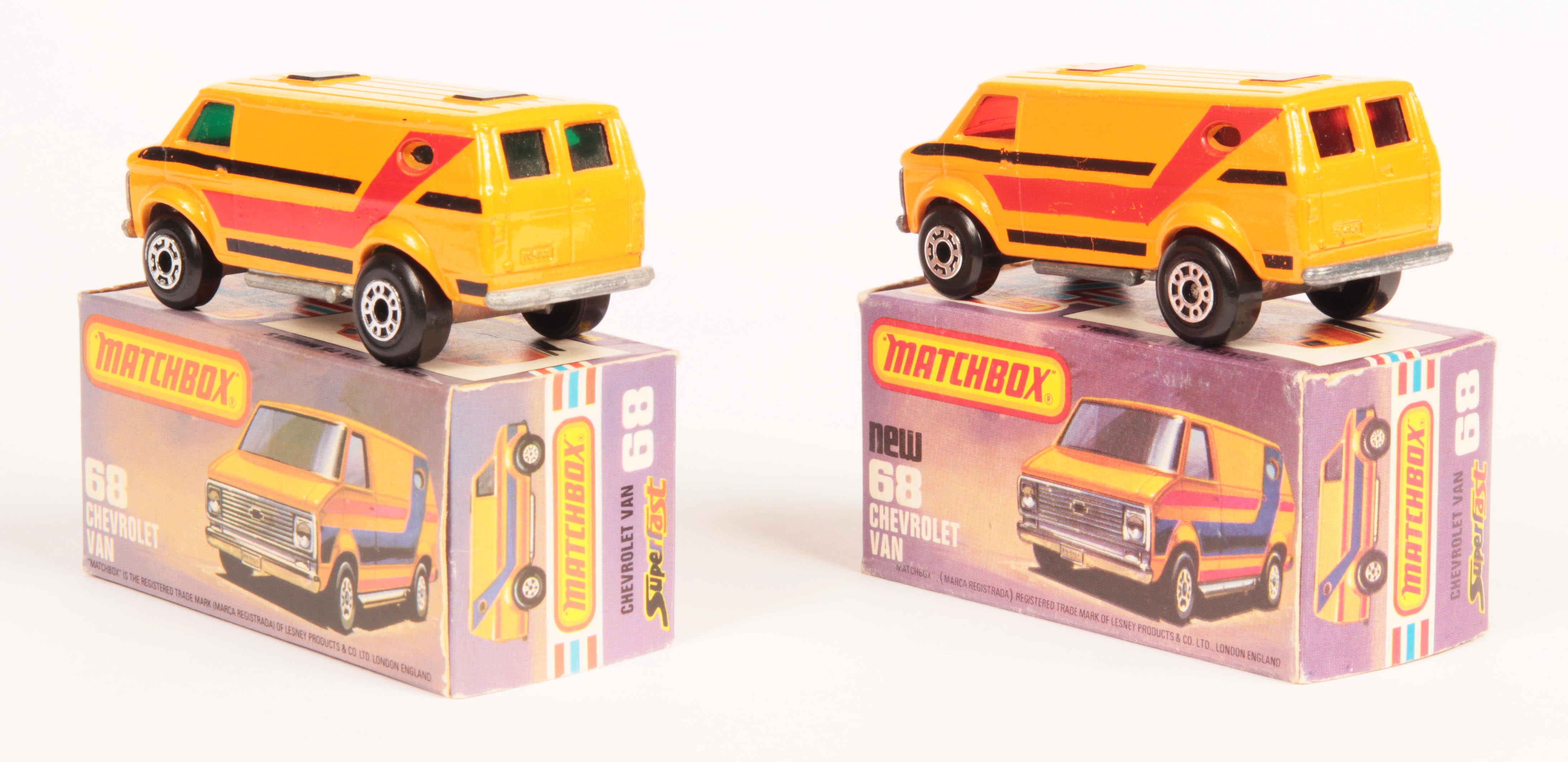 Lot 257 - Matchbox Superfast 2 x 68c Chevy Van DARK