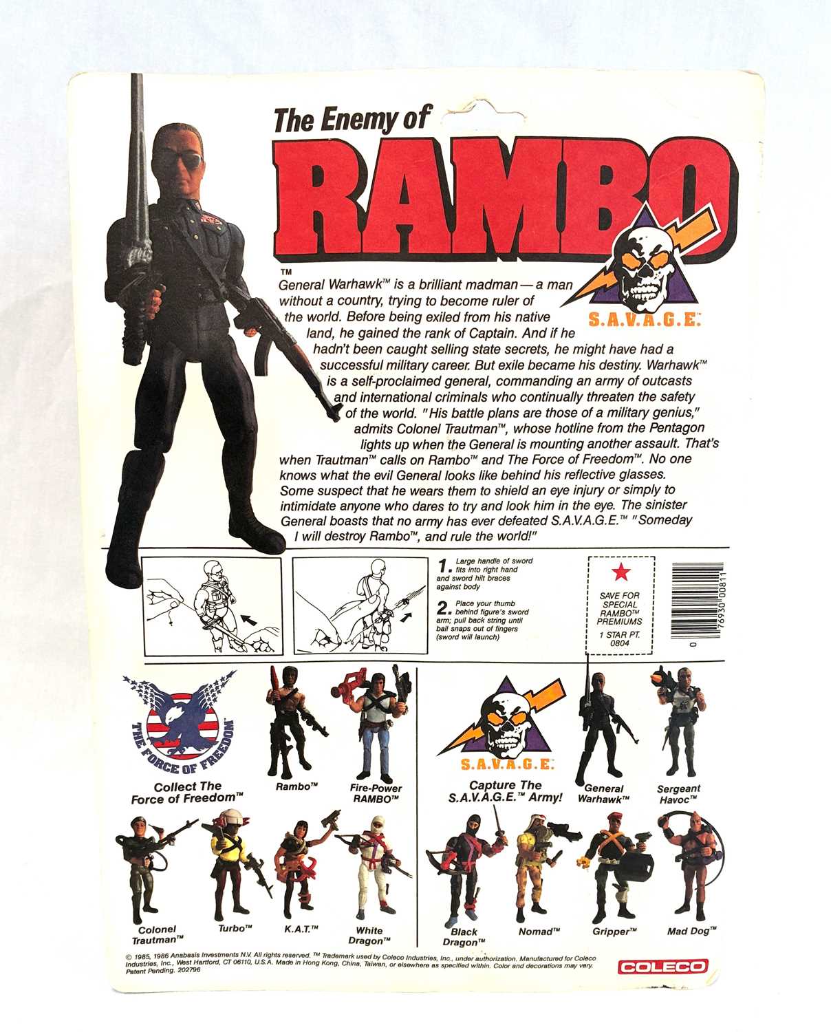 Lot 342 - Coleco vintage Rambo General Hawk figure