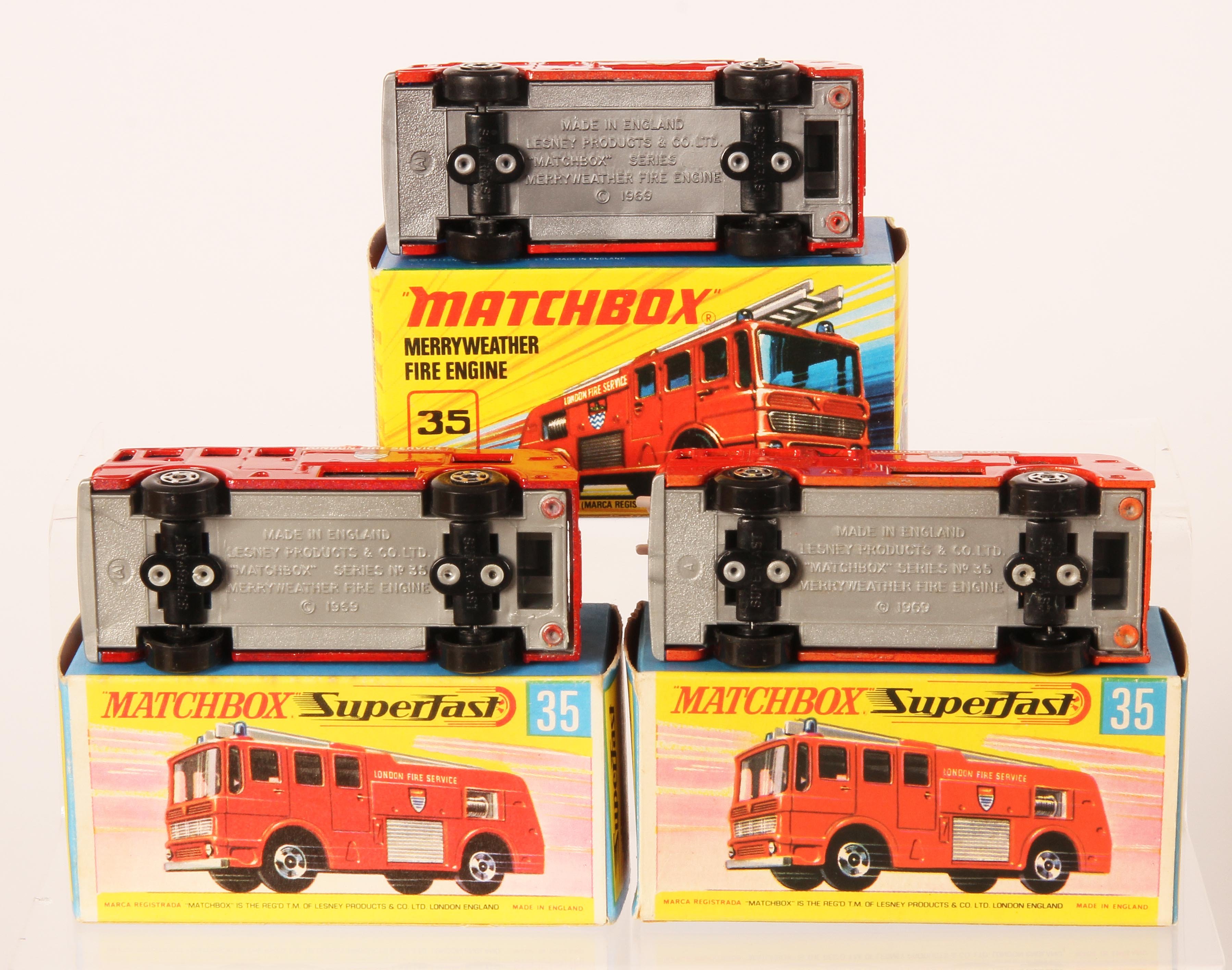 Lot 417 - Matchbox Superfast 3 x 35a Merryweather